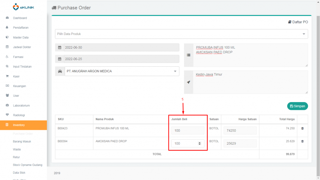 Cara Purchase Order Produk | Inventory – Pusat Tutorial eKlinik