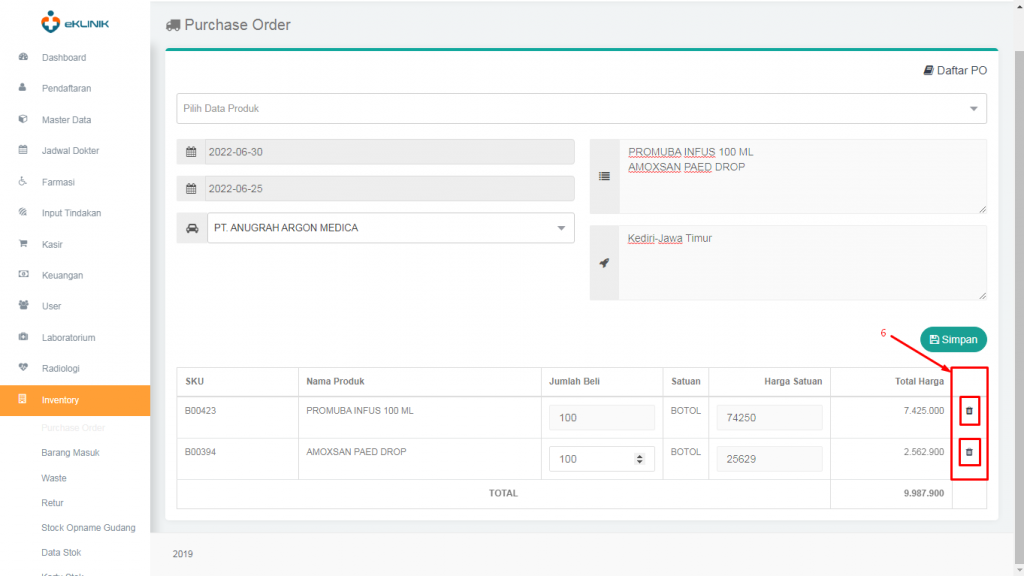 Cara Purchase Order Produk | Inventory – Pusat Tutorial eKlinik