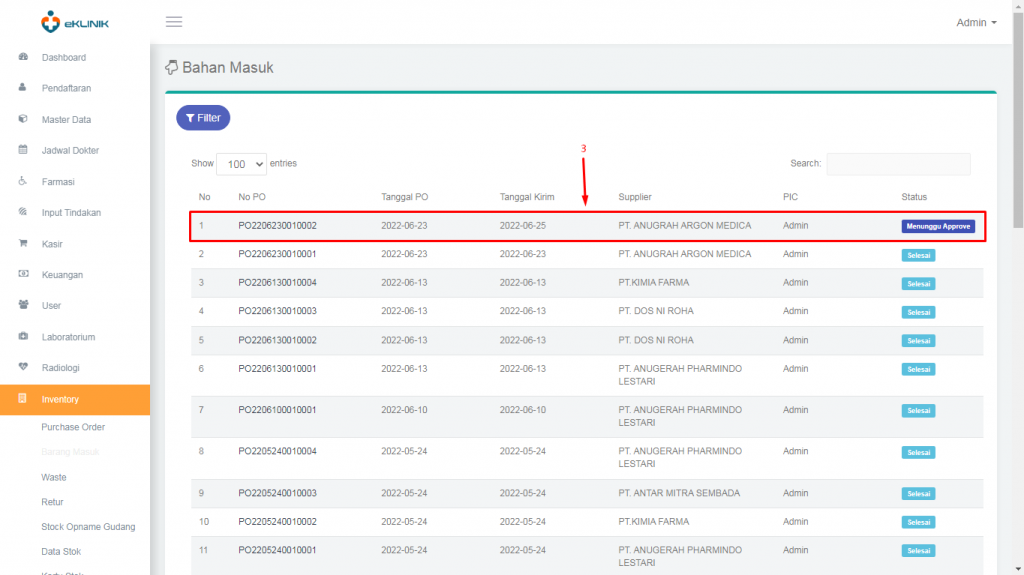 Cara Memproses Barang Masuk | Inventory – Pusat Tutorial eKlinik