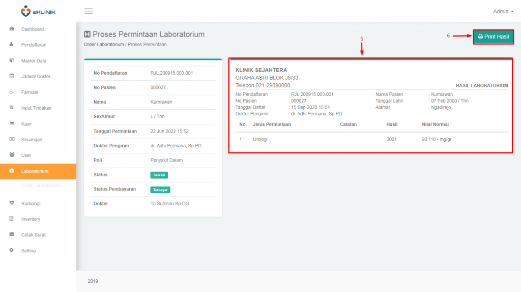 Cara Cetak Hasil Laboratorium | Laboratorium – Pusat Tutorial eKlinik