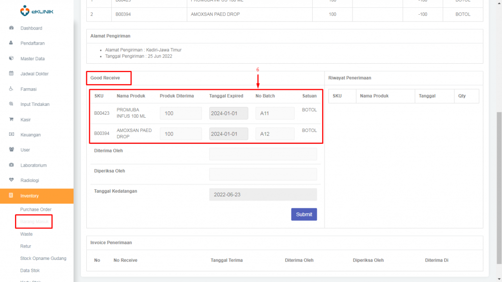 Cara Memproses Barang Masuk | Inventory – Pusat Tutorial eKlinik