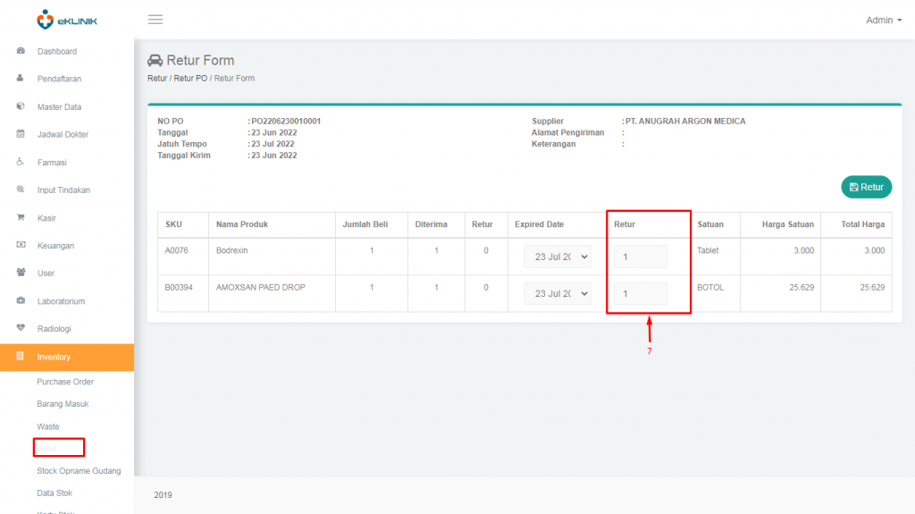 Cara Retur Barang | Inventory – Pusat Tutorial eKlinik