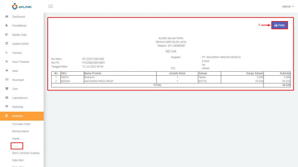 Cara Retur Barang | Inventory – Pusat Tutorial eKlinik