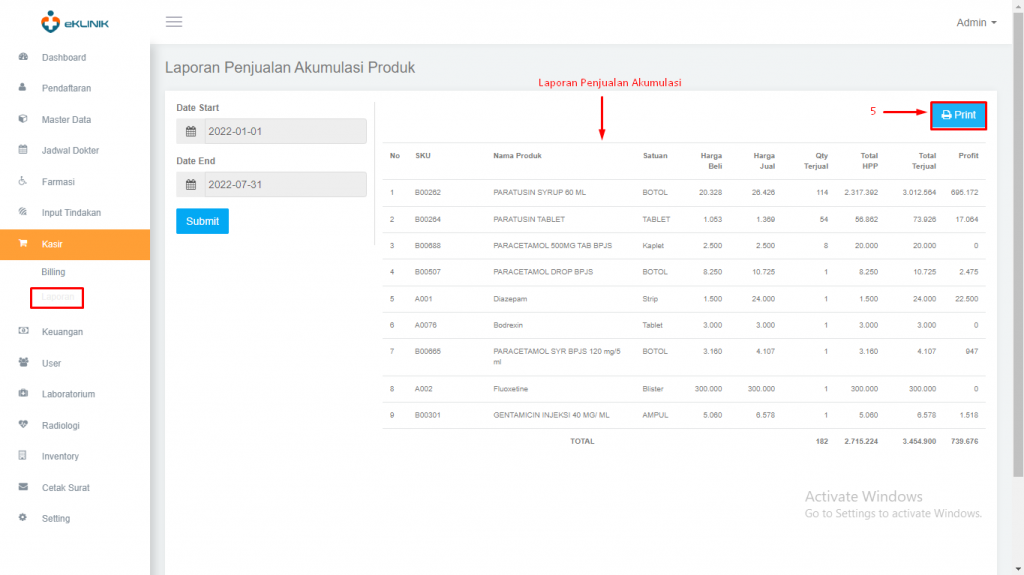 Cara Laporan Penjualan Per Item | Kasir – Pusat Tutorial eKlinik